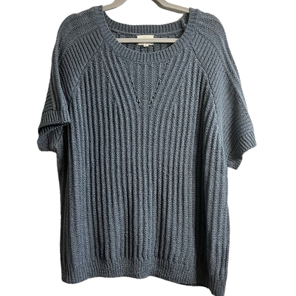 BiBi | Sweaters | Bibi Blue Short Sleeve Knit Sweater | Poshmark